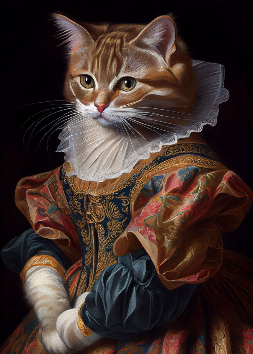 'Chic Cat' Poster, picture, metal print, paint by IA Art Maker | Displate