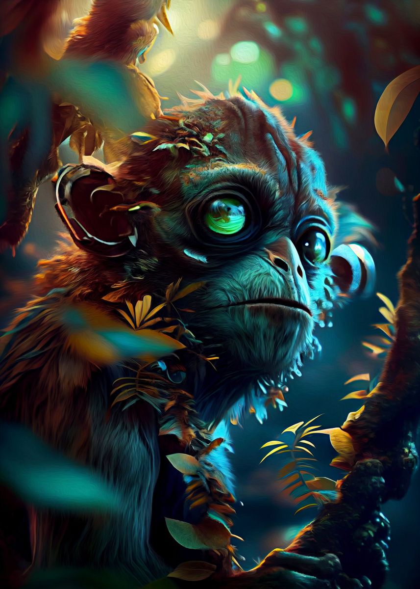 'Cool Space Tech Monkey' Poster by David Aron Schaefer | Displate