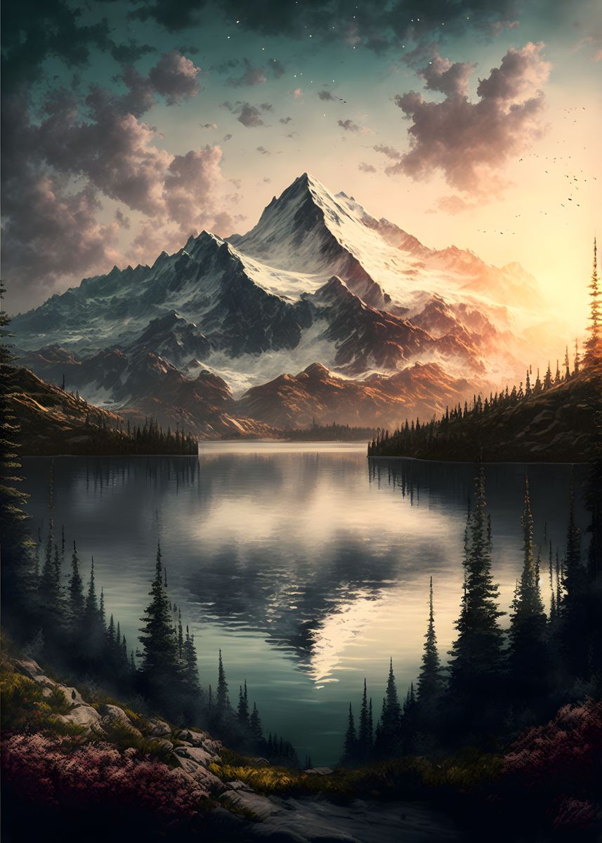 'Mountain Landscape' Poster, picture, metal print, paint by Virtual ...