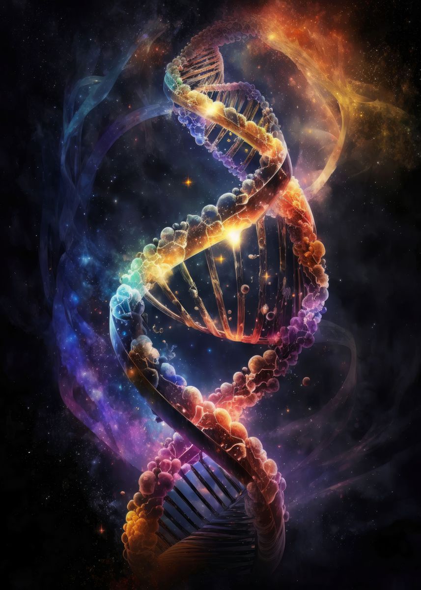 'Human DNA in the Space v3' Poster, picture, metal print, paint by ...