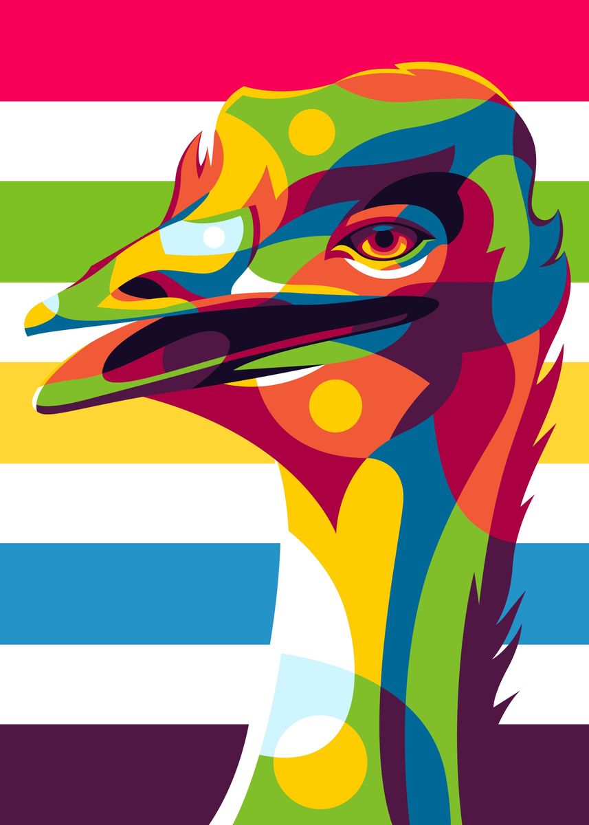 'Emu Bird' Poster, picture, metal print, paint by Lintang Wicaksono ...