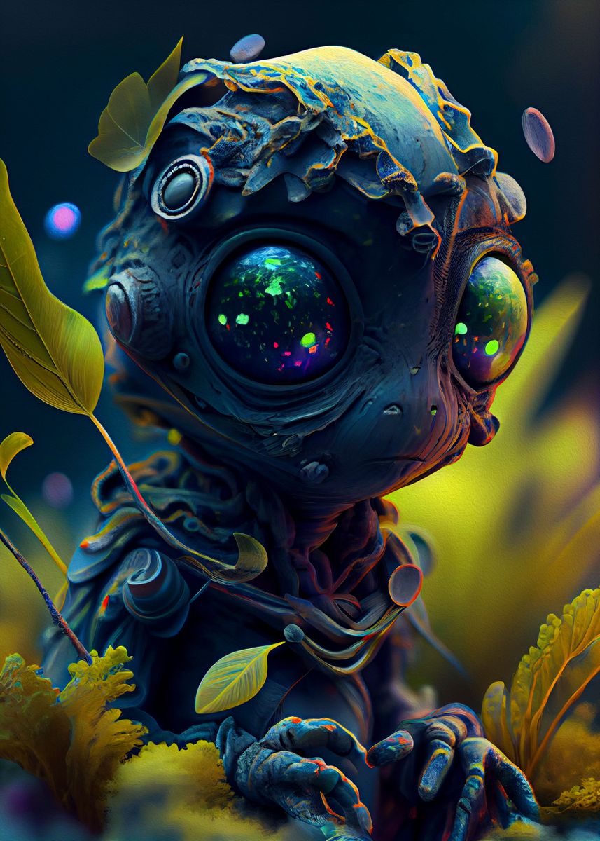 'Small Alien Voyager' Poster, picture, metal print, paint by David Aron ...