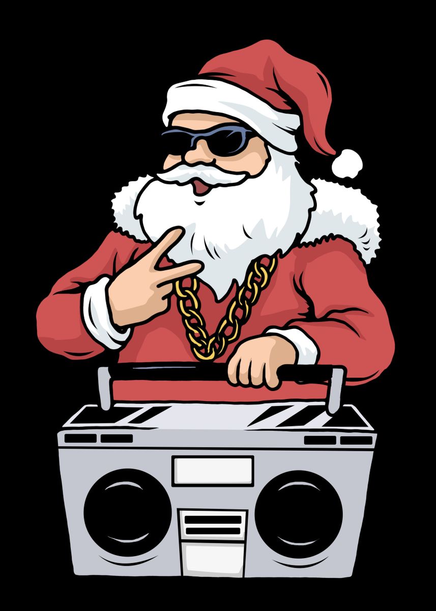 'Hip Hop Santa Claus Music' Poster, picture, metal print, paint by ...