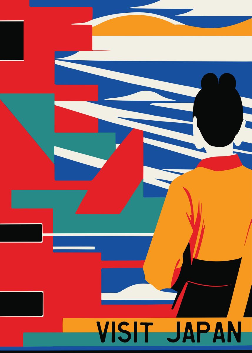 'Visit Japan Poster' Poster, picture, metal print, paint by BluePinkPanther | Displate