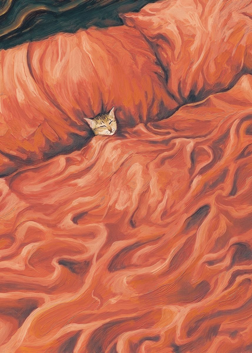 'Cat Nap' Poster, picture, metal print, paint by Zulfikri Mokoagow ...