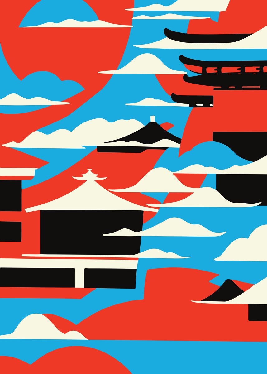 'Tokyo Suburbs Poster' Poster, picture, metal print, paint by BluePinkPanther | Displate