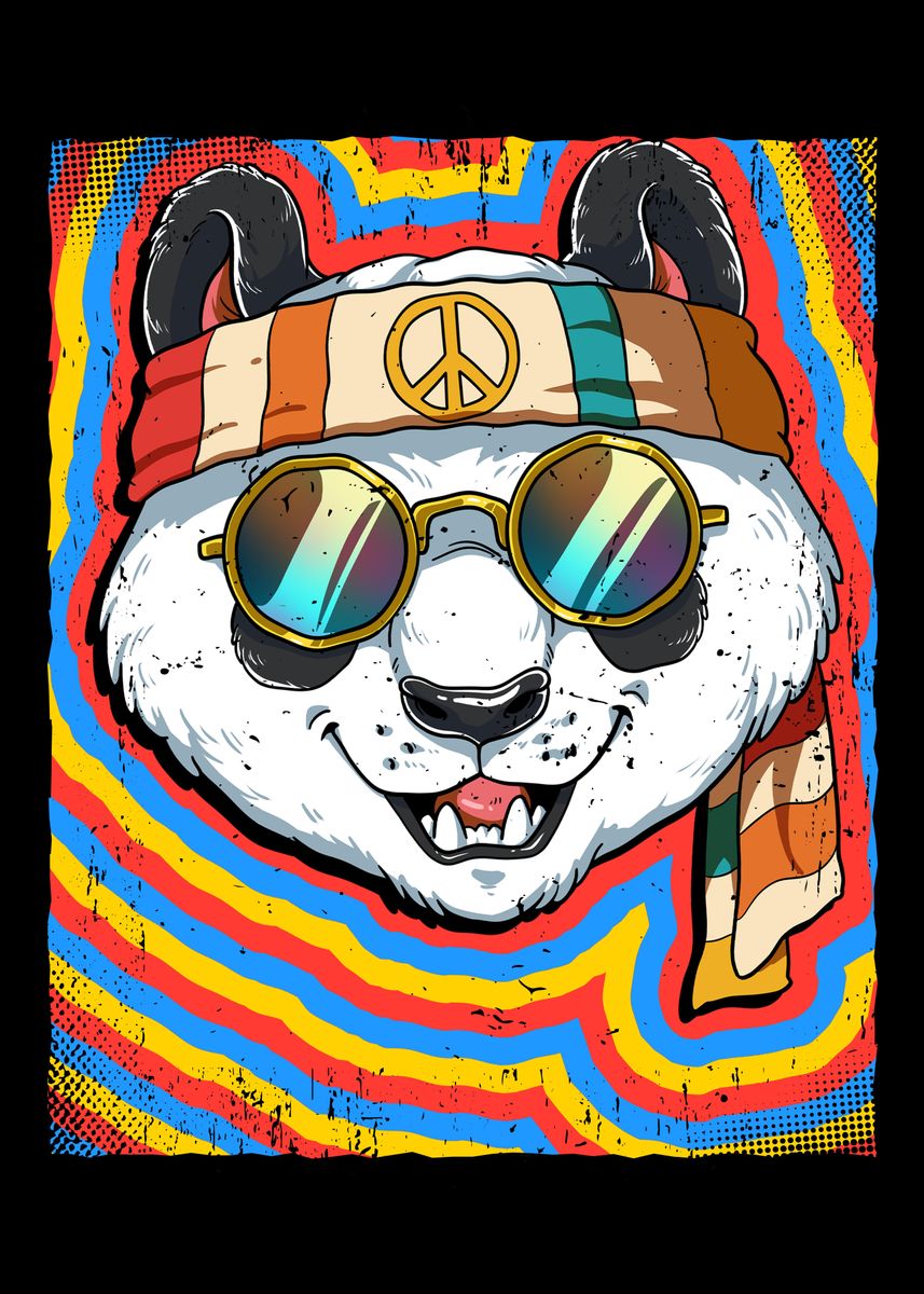 'Panda Psychedelic' Poster, picture, metal print, paint by PxL | Displate