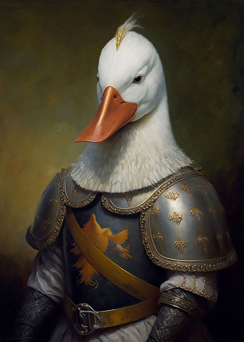 'Duck In Knight Armor' Poster, picture, metal print, paint by KyzArt ...