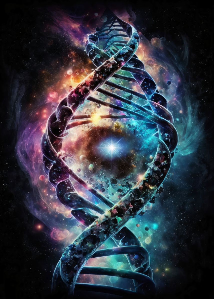 'Human DNA in the Space v2' Poster, picture, metal print, paint by ...