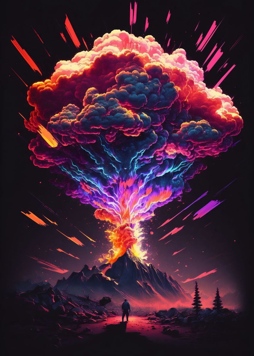 'Rainbow Explosion V1' Poster, picture, metal print, paint by ...