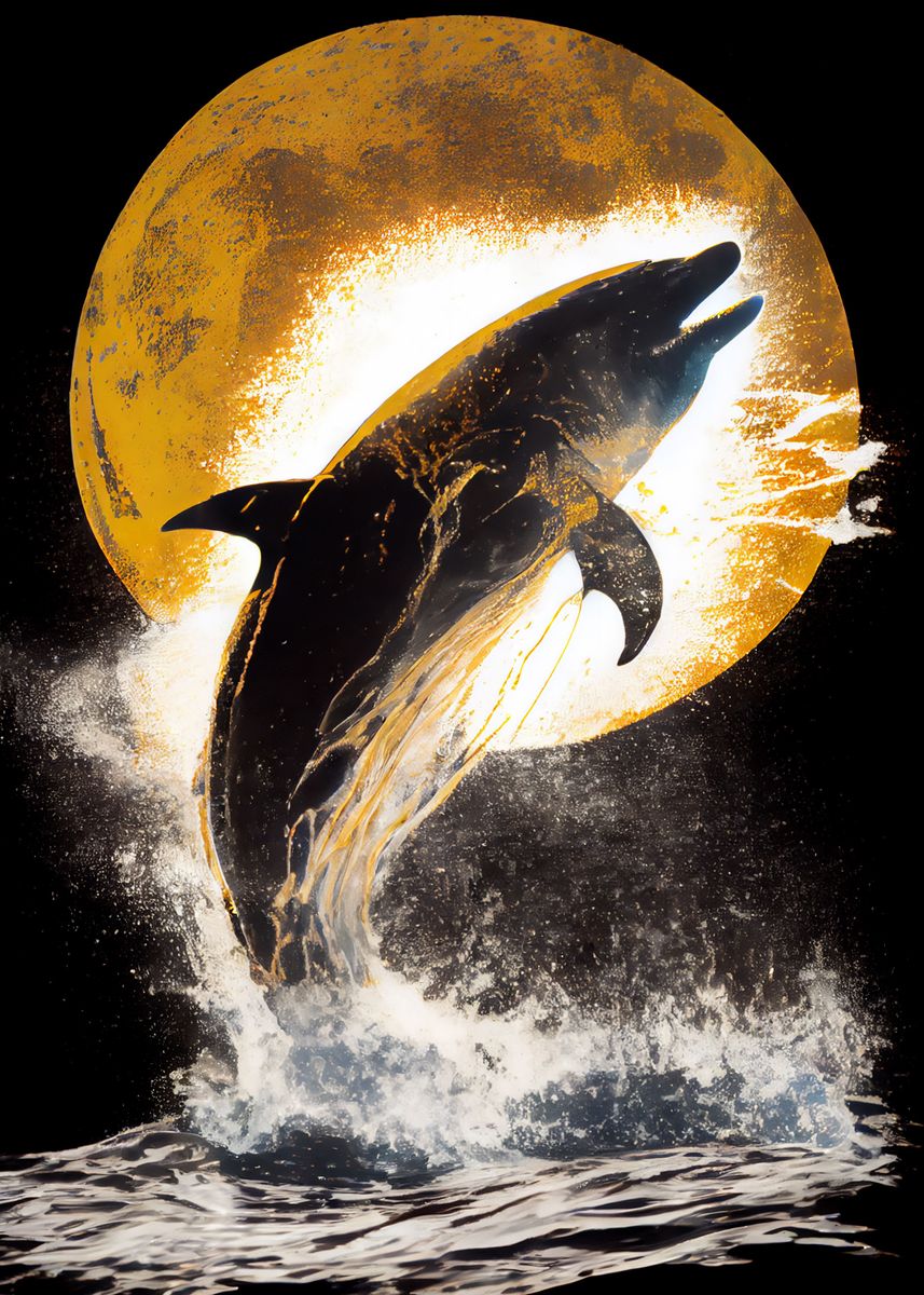 'Dolphin jumping' Poster, picture, metal print, paint by Bofferding ...