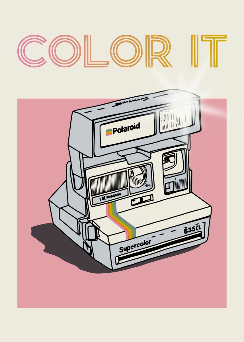 '80s Instant Camera' Poster, picture, metal print, paint by Annick ...