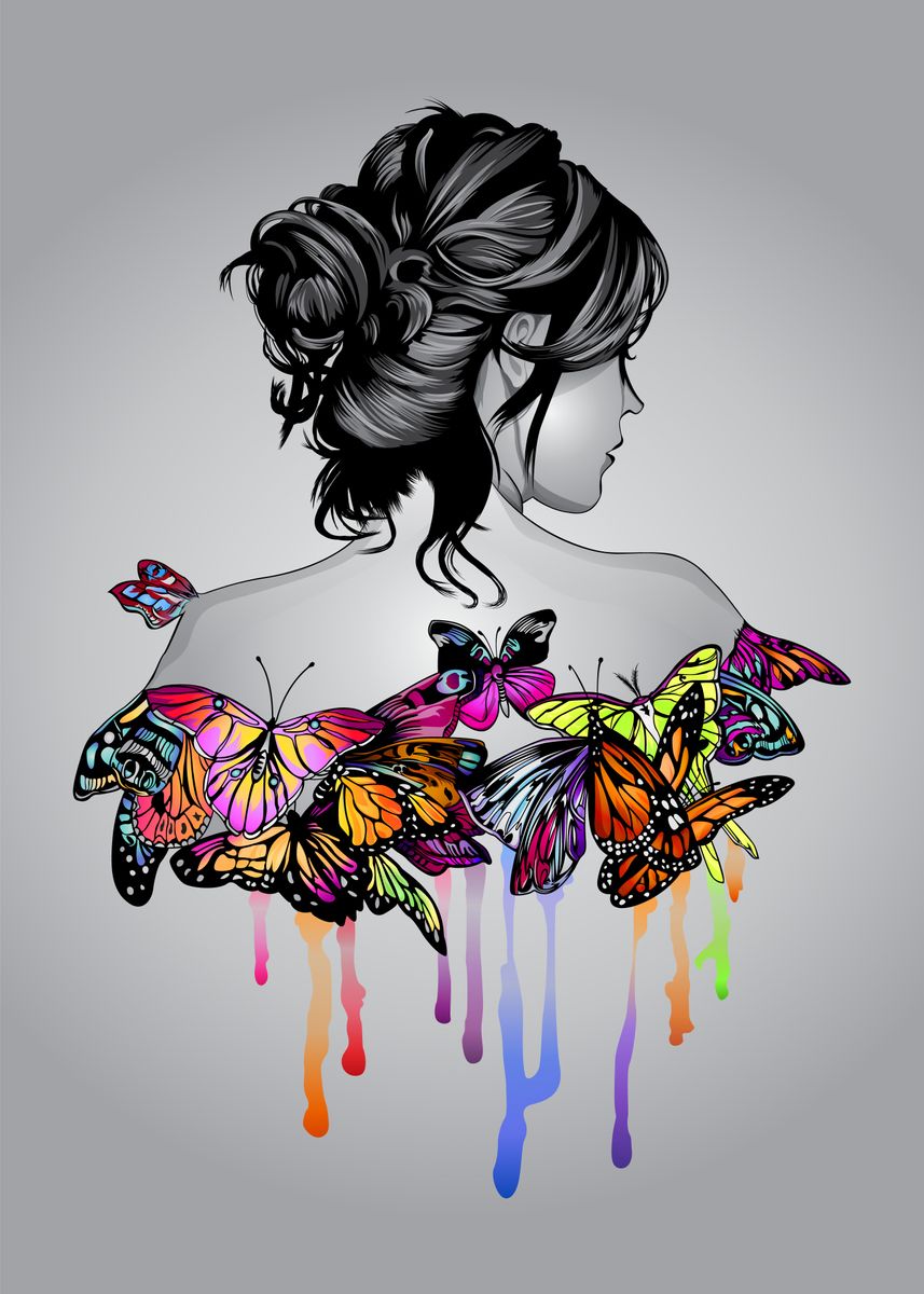 'Butterfly Soul Woman' Poster, picture, metal print, paint by NIZAM ...
