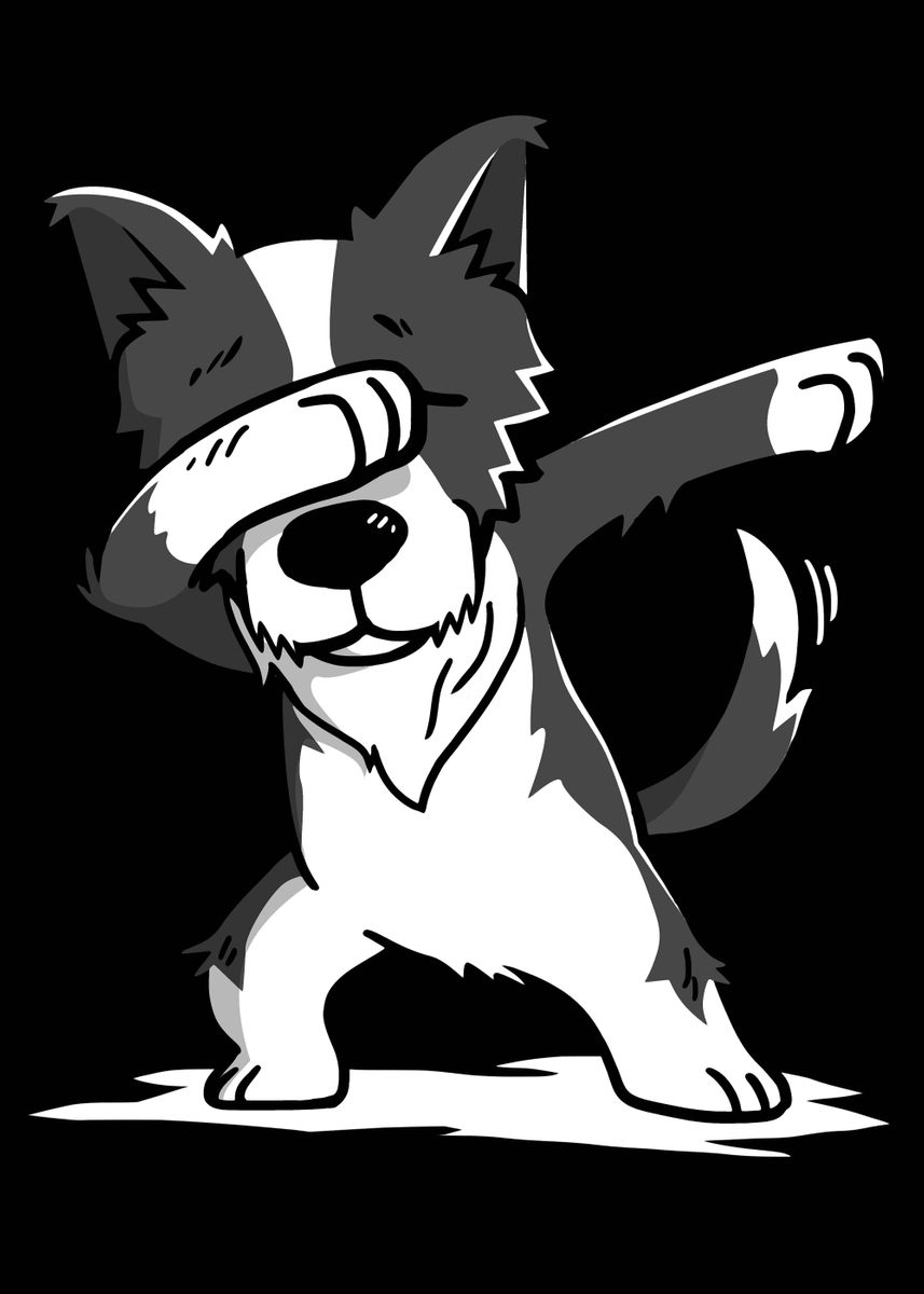 'Border Collie Dabbing ' Poster, picture, metal print, paint by ...