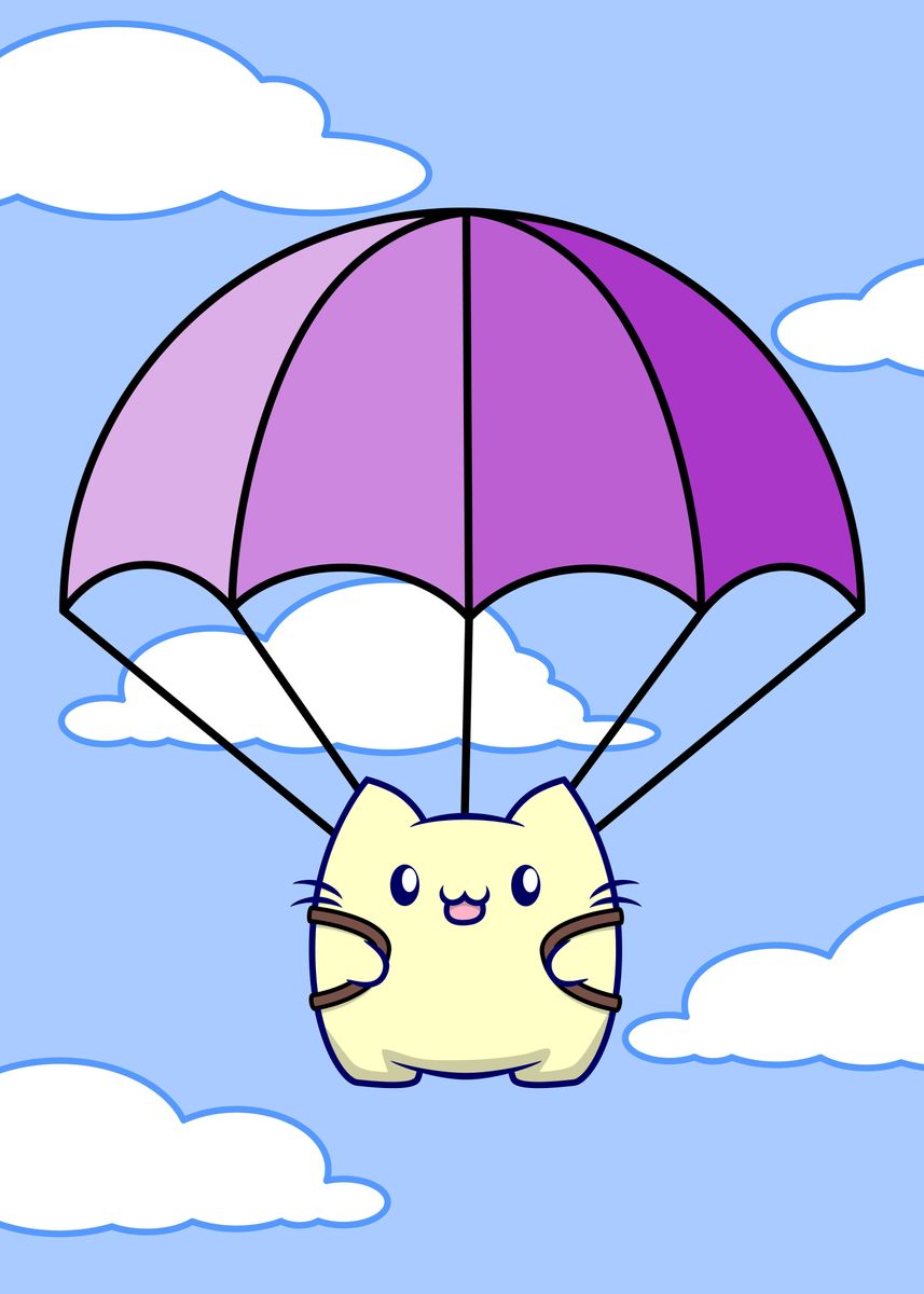 'Chineko With a Parachute' Poster, picture, metal print, paint by ...