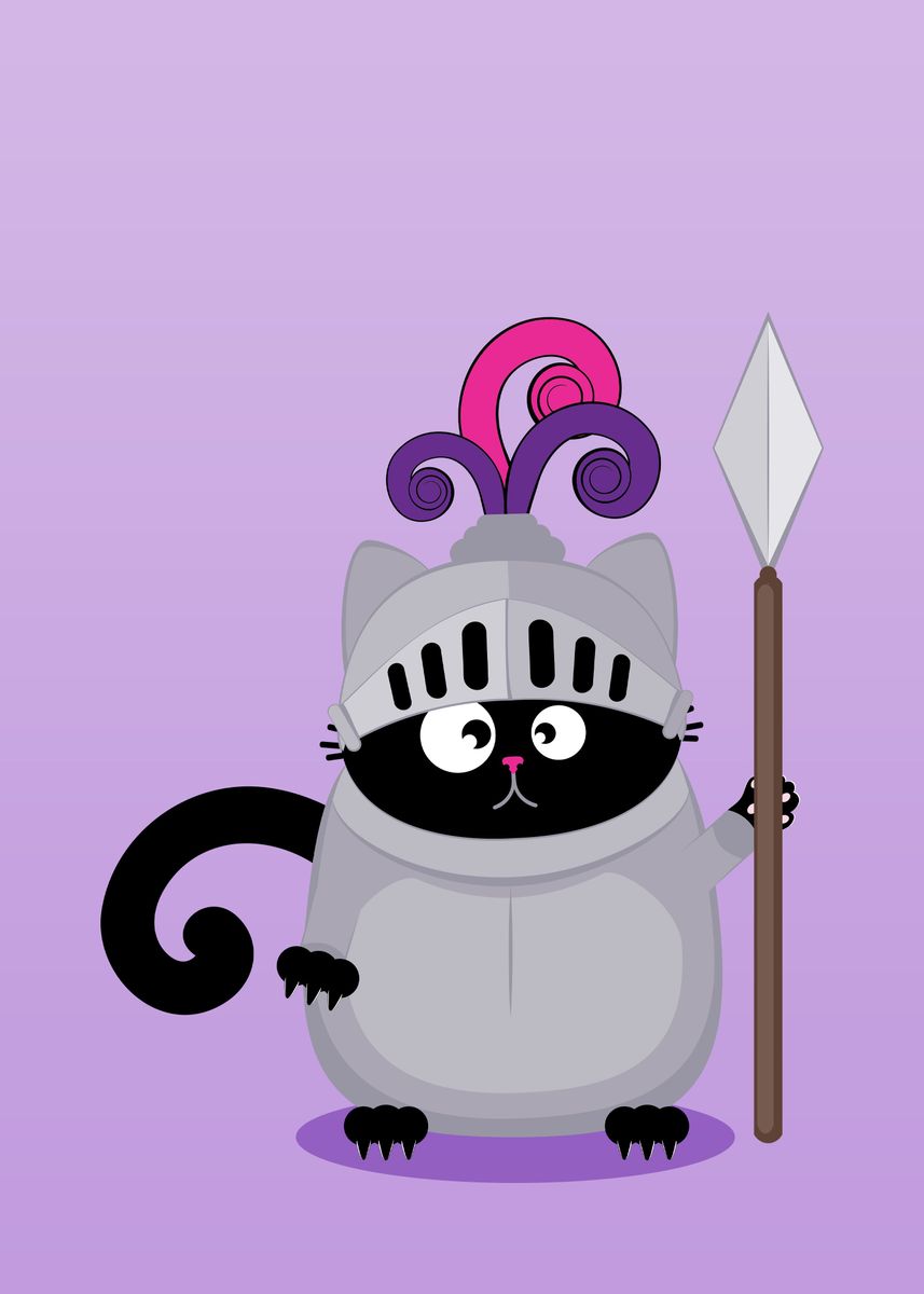'Black cat knight' Poster, picture, metal print, paint by AnnArtshock ...