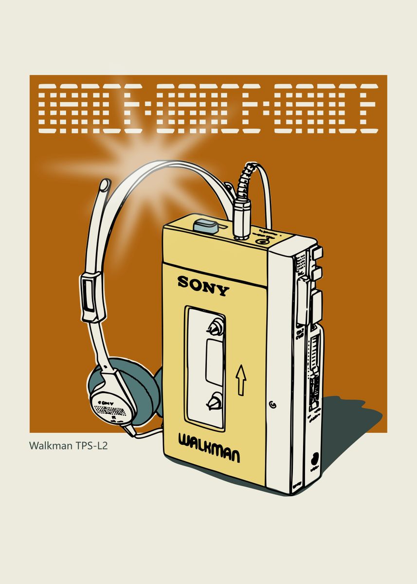 '80s Walkman' Poster, picture, metal print, paint by Annick | Displate