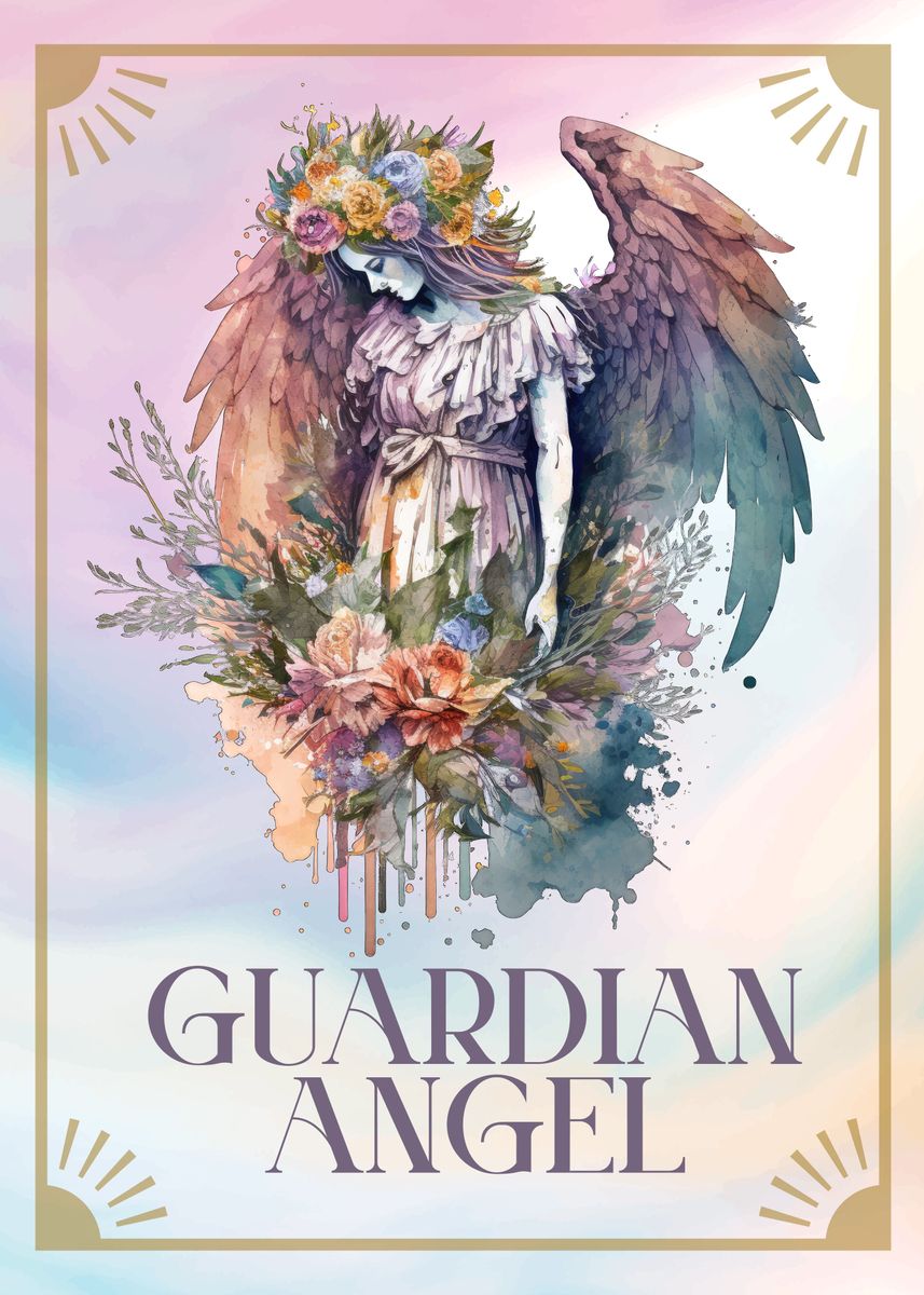 'Guardian Angel Watercolor' Poster, picture, metal print, paint by ...