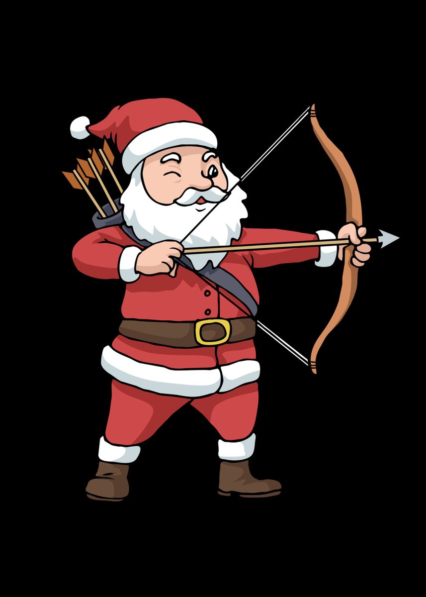 'Santa Claus Kids Archery' Poster, picture, metal print, paint by ...