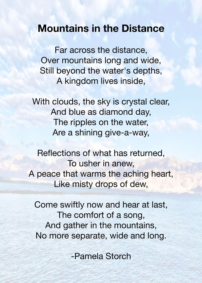 'Mountains Distance Poem' Poster, picture, metal print, paint by Pamela ...