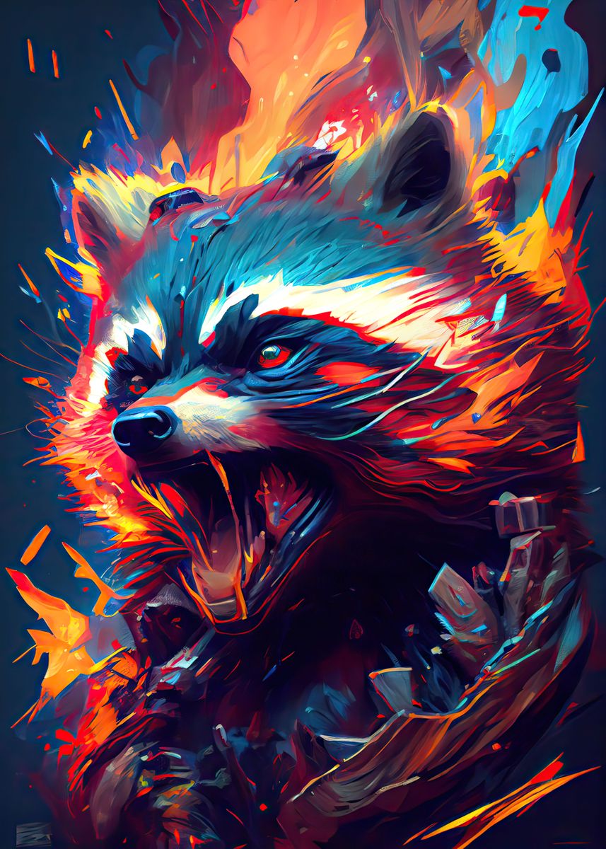 'The Cheeky Raccoon' Poster, picture, metal print, paint by Digital ...