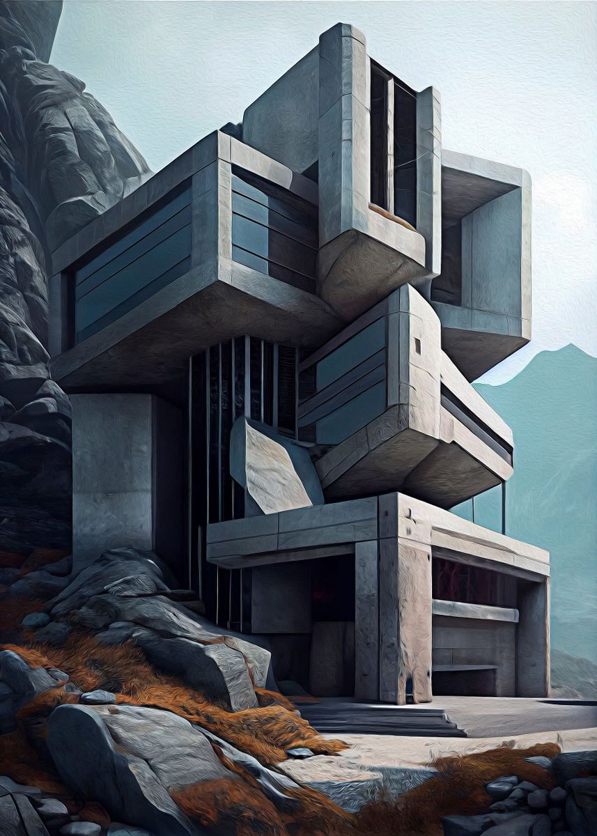 'Surreal Architecture Plan' Poster, picture, metal print, paint by ...
