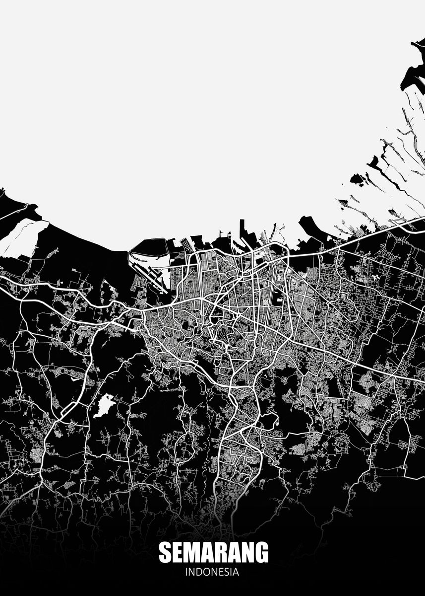 'Semarang Indonesia Map' Poster, picture, metal print, paint by Zake ...