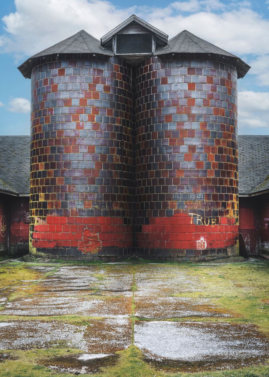 'Twin silos' Poster, picture, metal print, paint by Louis Ruth | Displate
