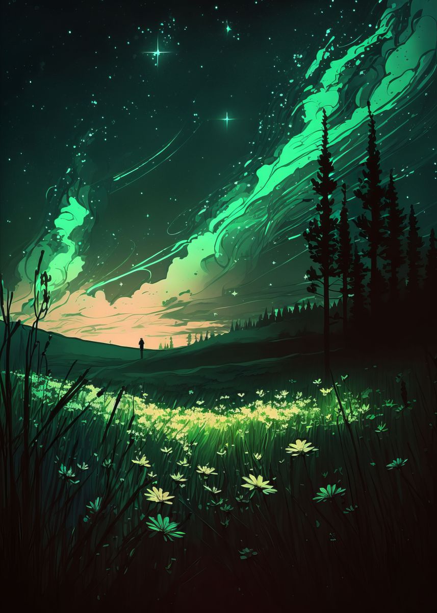'Aurora Meadow' Poster, picture, metal print, paint by BnWDesigner ...