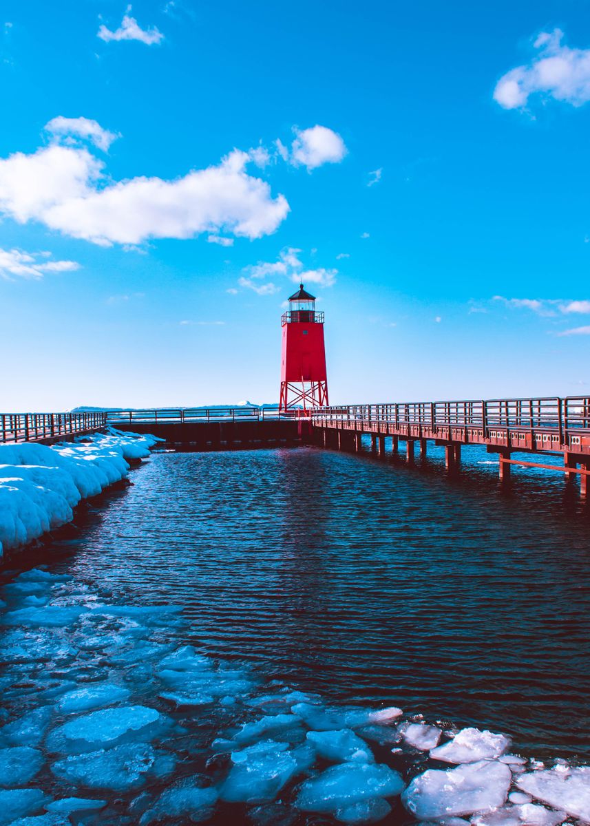 'Lighthouse at Charlevoix ' Poster, picture, metal print, paint by ...