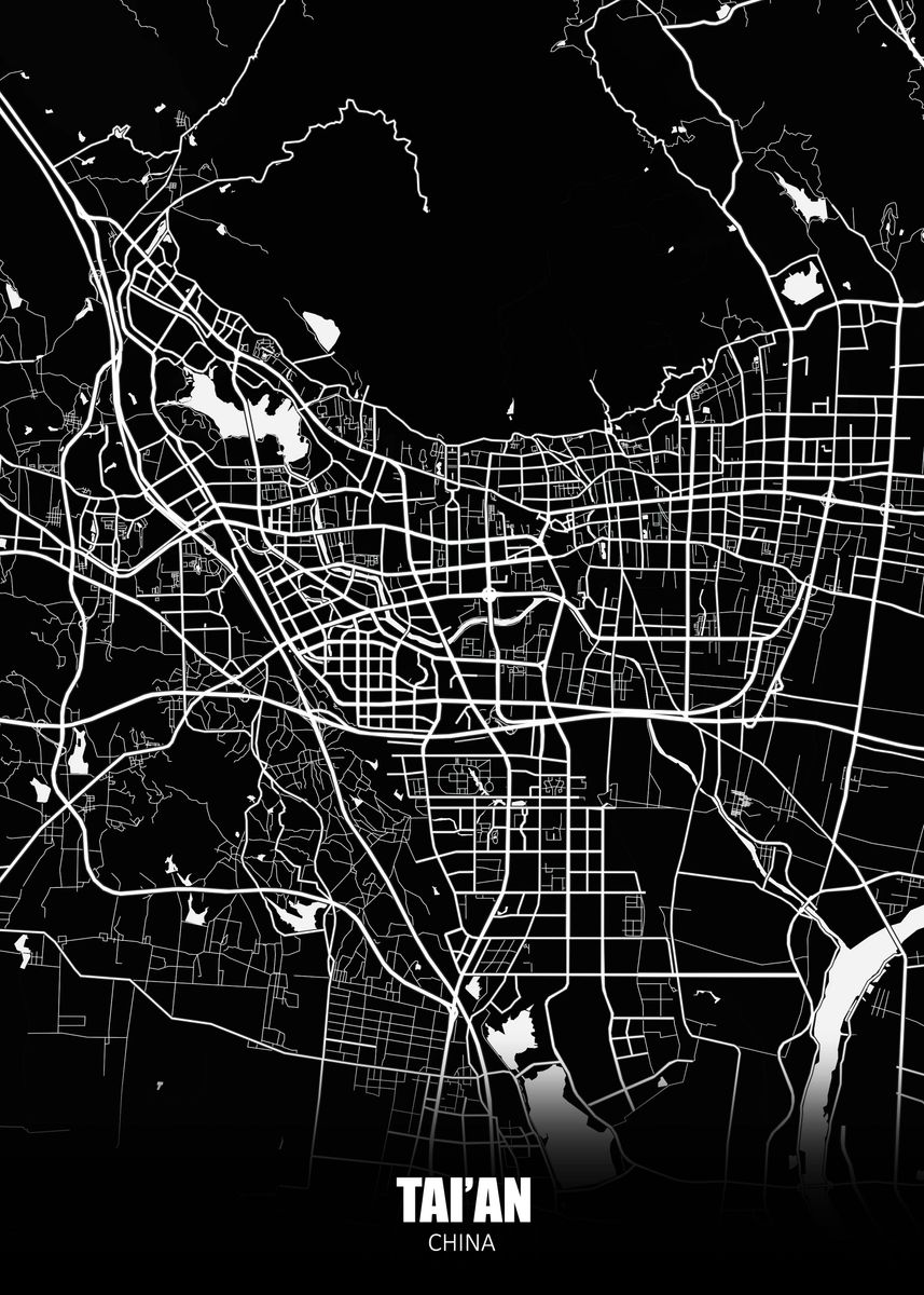 'Taian China Dark Map' Poster, picture, metal print, paint by Zake ...