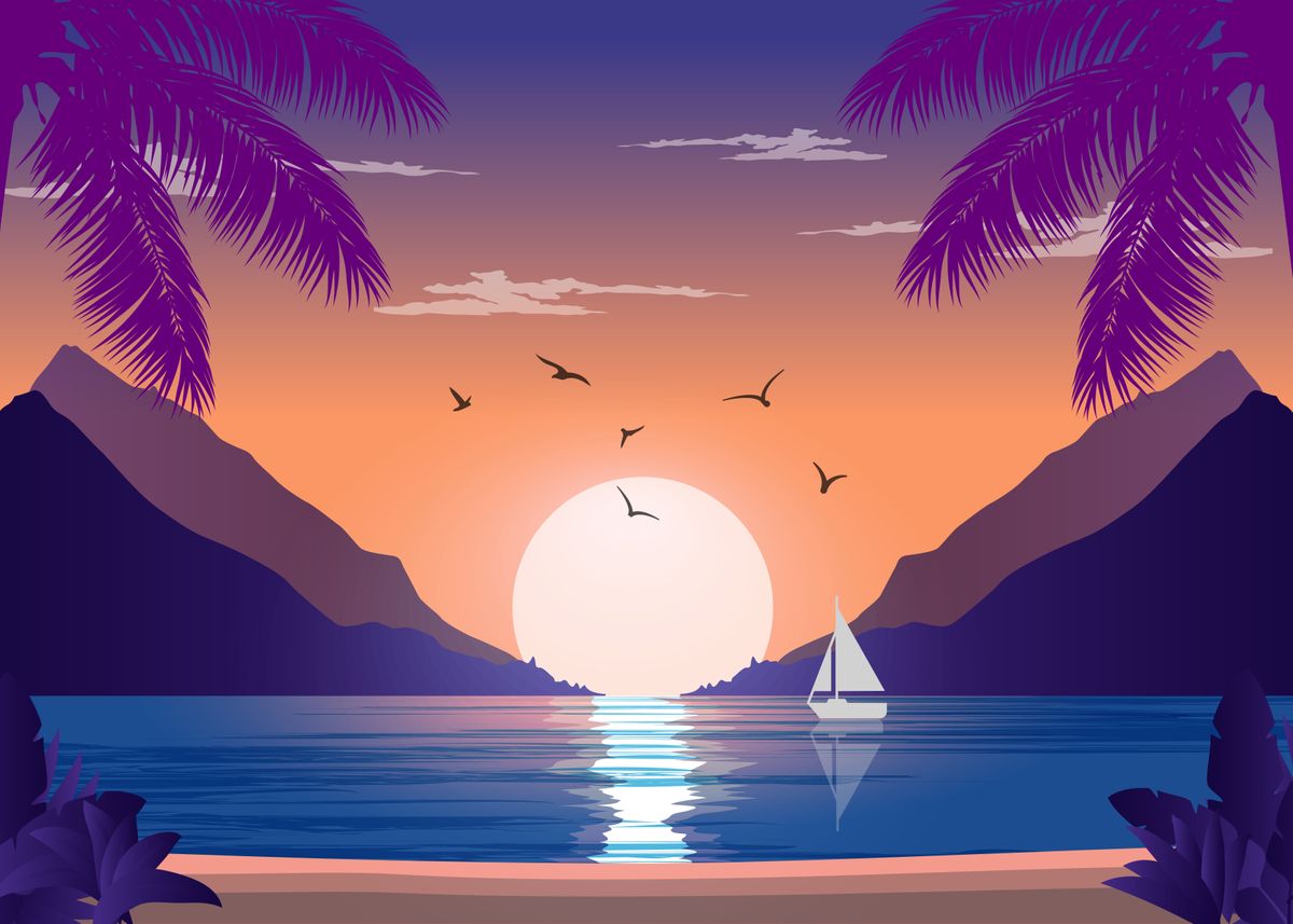 'Sunset Beach 2' Poster by crbn design | Displate