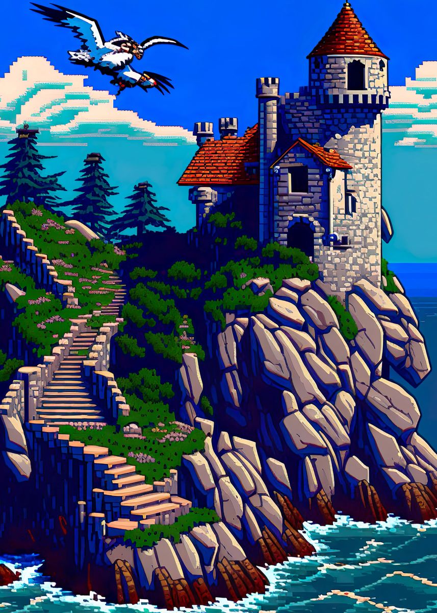 '16 Bit Ocean Island' Poster, picture, metal print, paint by ...