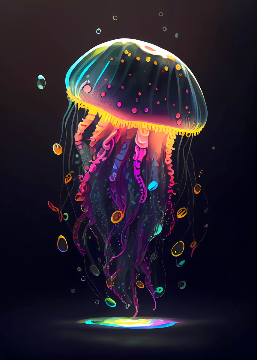 'Jellyfish' Poster, picture, metal print, paint by BrArts | Displate