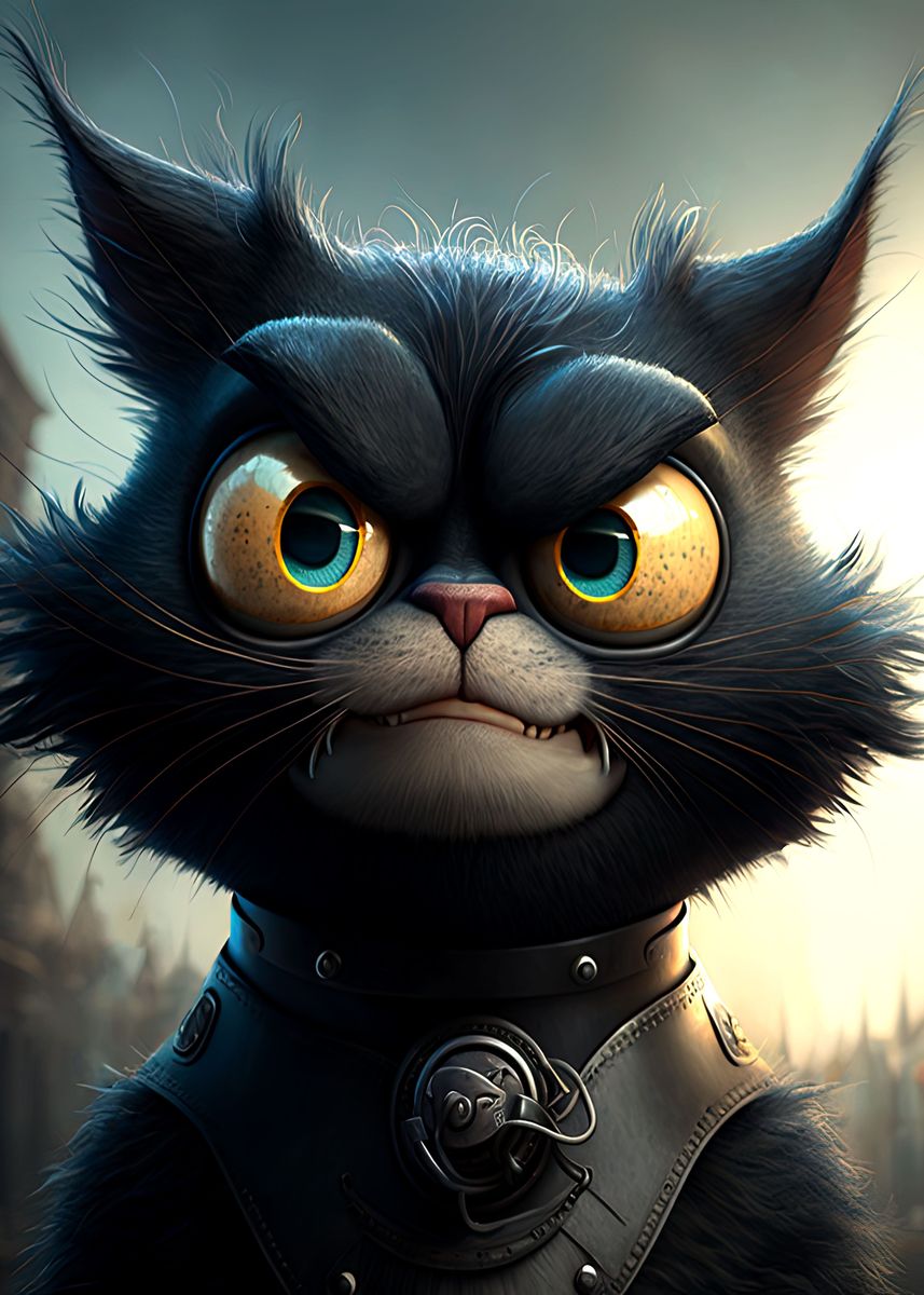 'Mad Cat' Poster, picture, metal print, paint by tricky dee | Displate