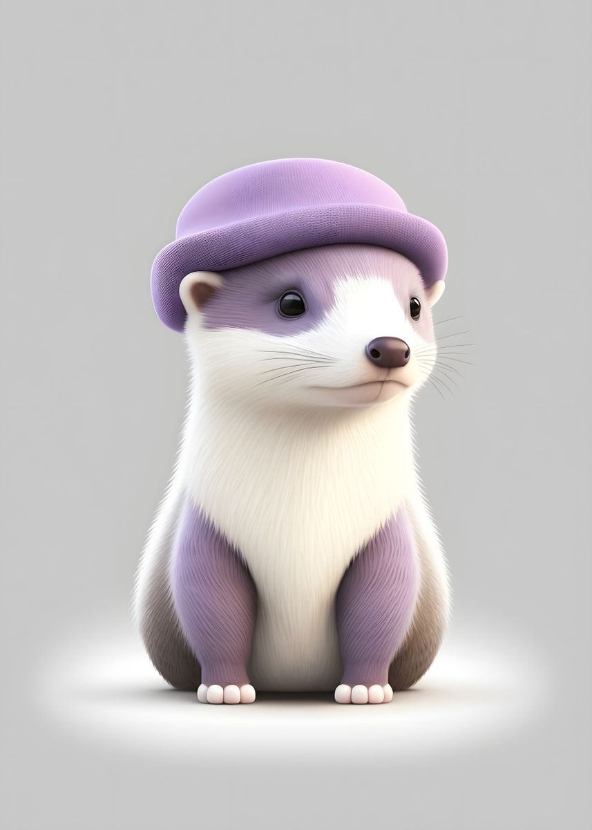 'Animal Ferret 3D Stylish' Poster, picture, metal print, paint by ...