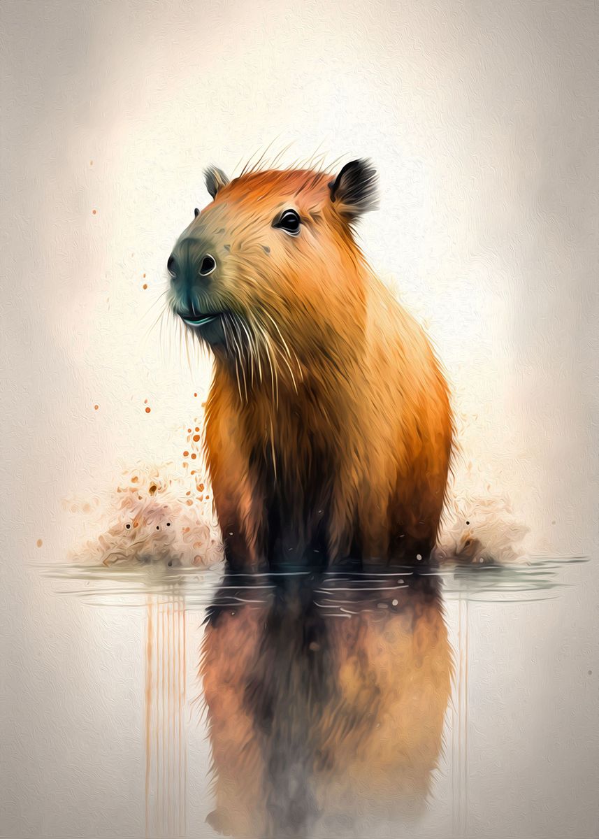'Capybara' Poster, picture, metal print, paint by Sabiqul Fahmi | Displate