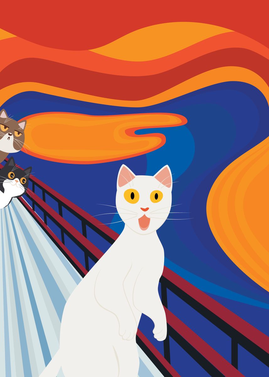 'The Meow 2 ' Poster, picture, metal print, paint by rhysm Funny | Displate