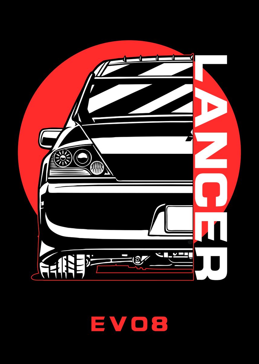 'Mitsubishi Lancer Evo 8' Poster, picture, metal print, paint by ...