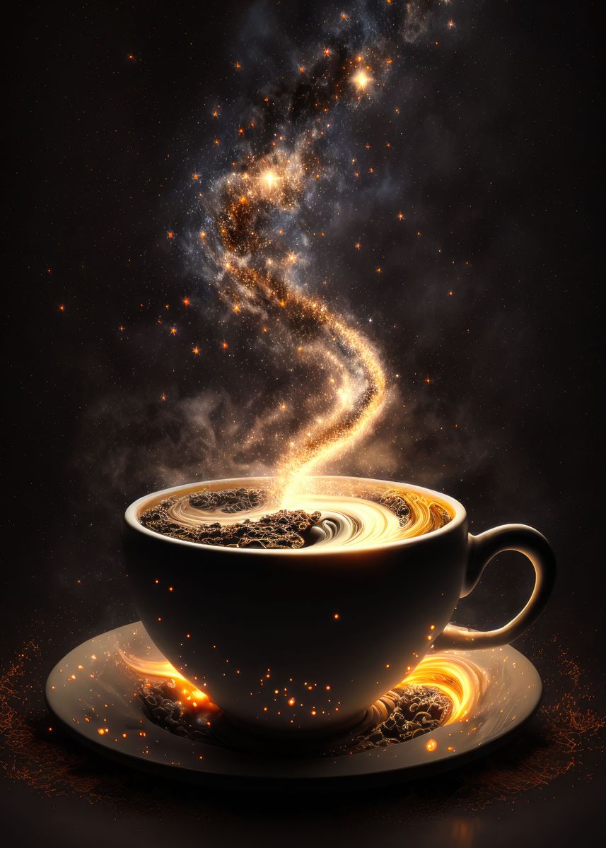 'Cosmic Coffee' Poster, picture, metal print, paint by Astrodeum | Displate