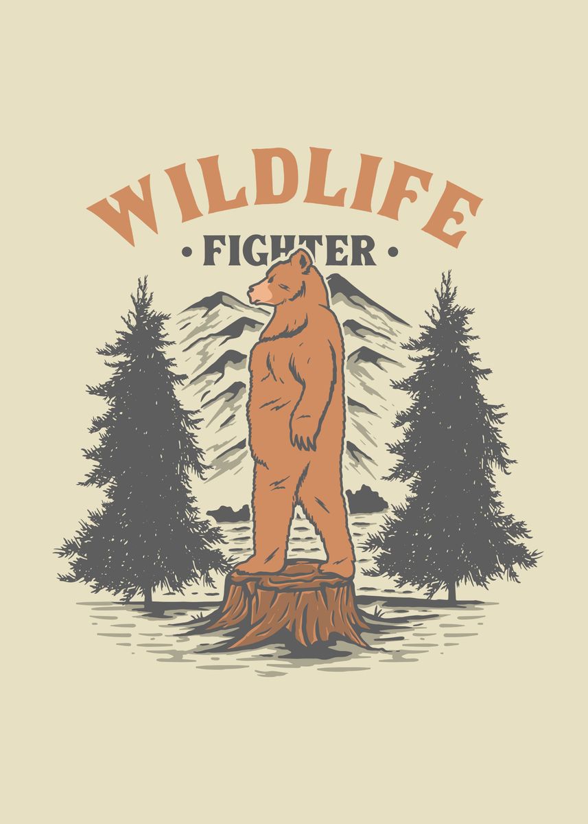 'Wildlife Fighter Bear' Poster by Mangustudio | Displate