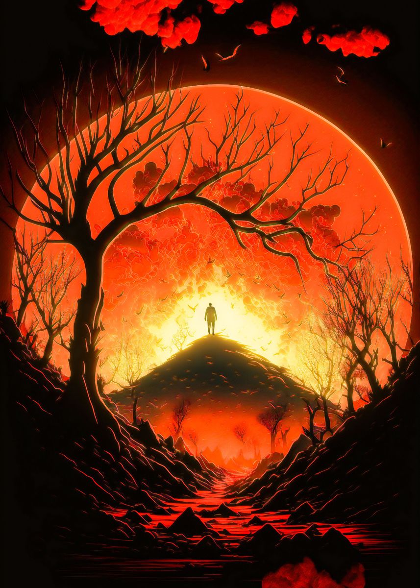 'RED DAWN' Poster, picture, metal print, paint by Xi Designs | Displate