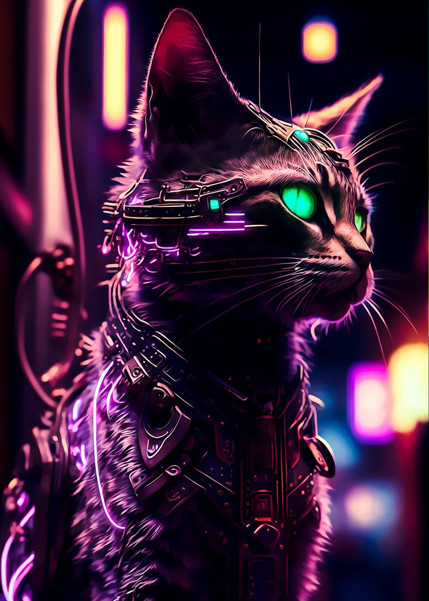 'Cat' Poster, picture, metal print, paint by minh doan | Displate