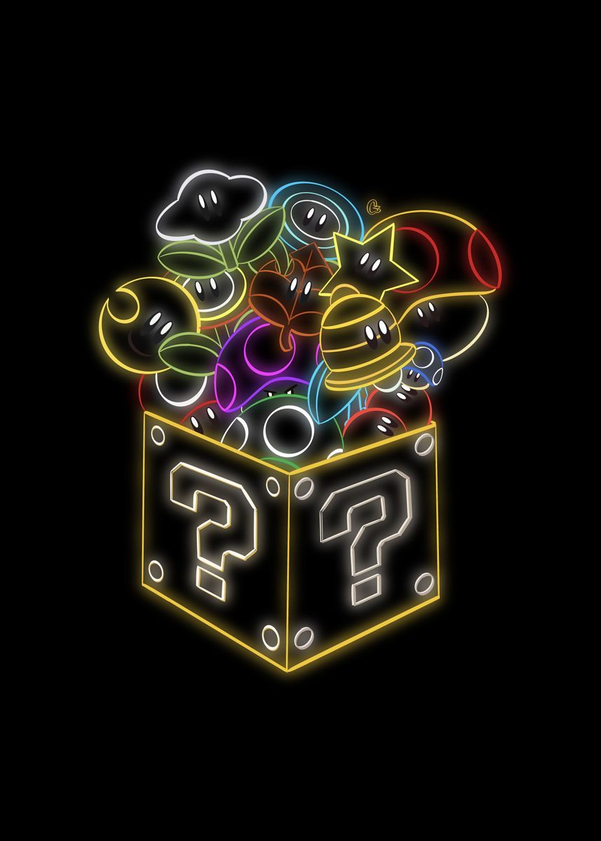 'A Box of Power Ups V2' Poster, picture, metal print, paint by Courtney ...