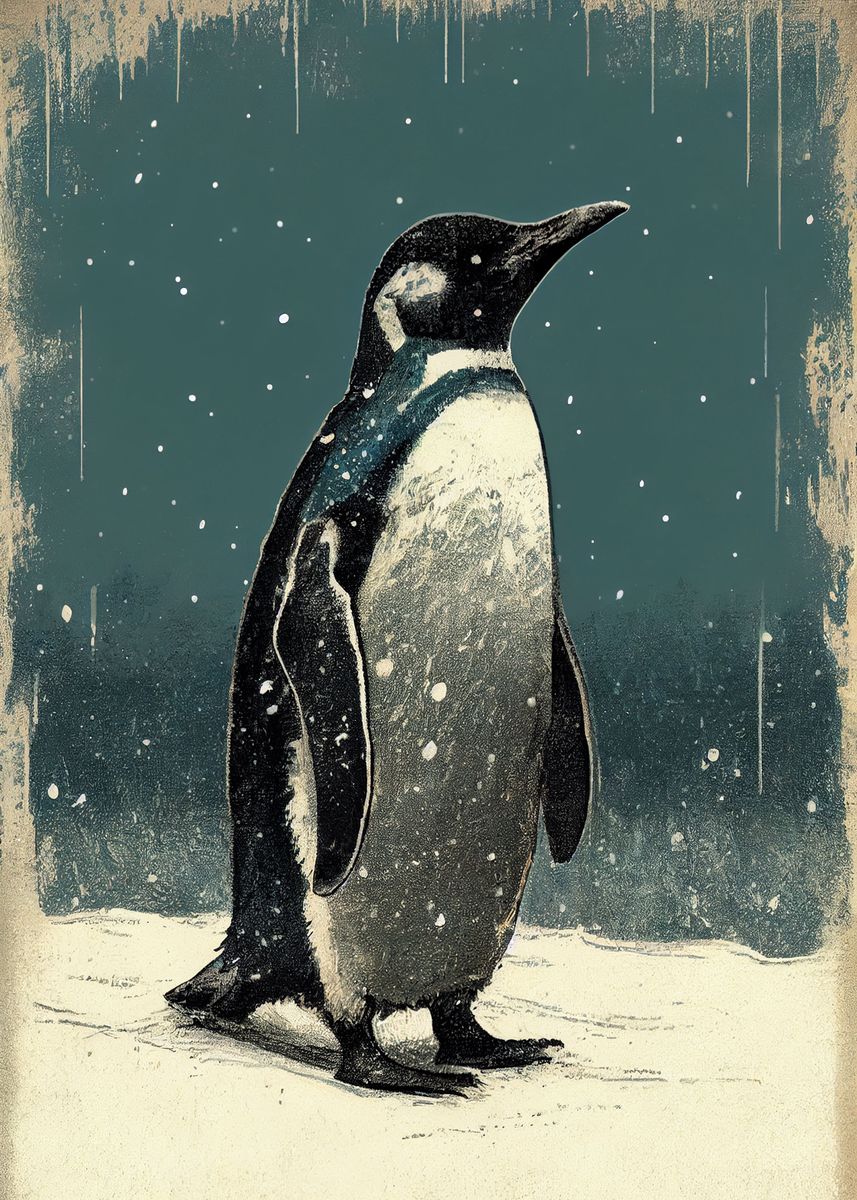 'Penguin Vintage' Poster, picture, metal print, paint by DecoyDesign ...