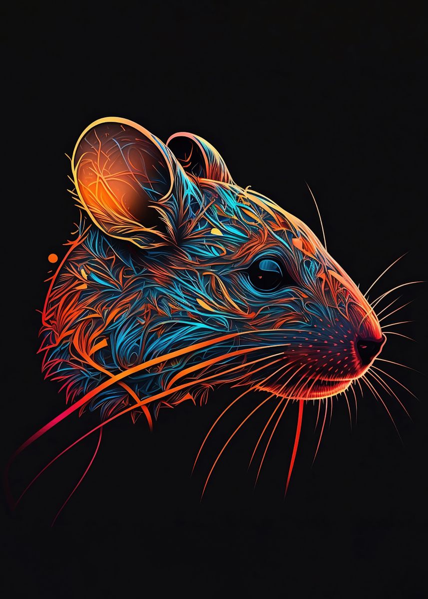 'Vibrant Mouse Portrait' Poster by Bookster Studio | Displate