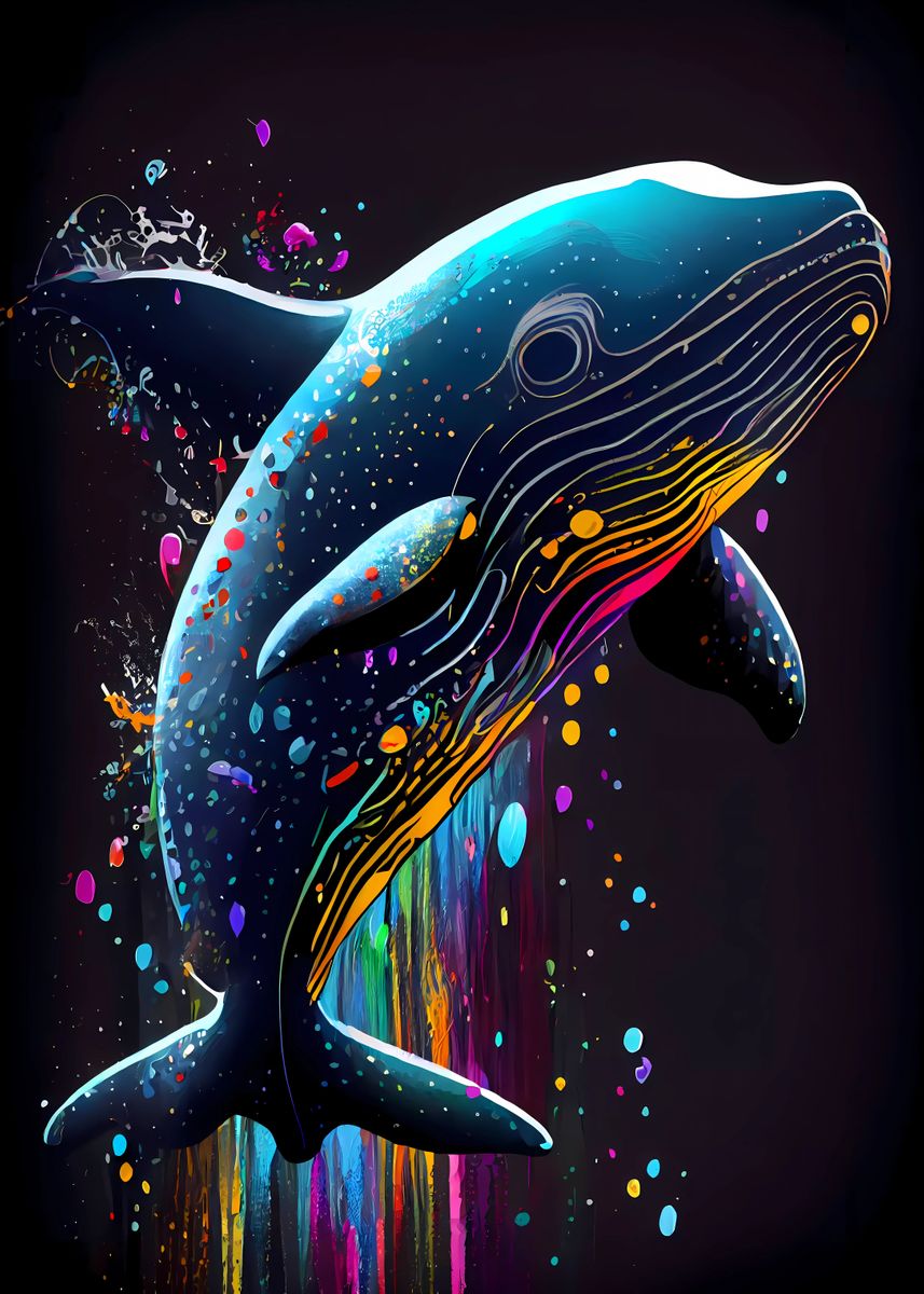 'Whale' Poster, picture, metal print, paint by BrArts | Displate
