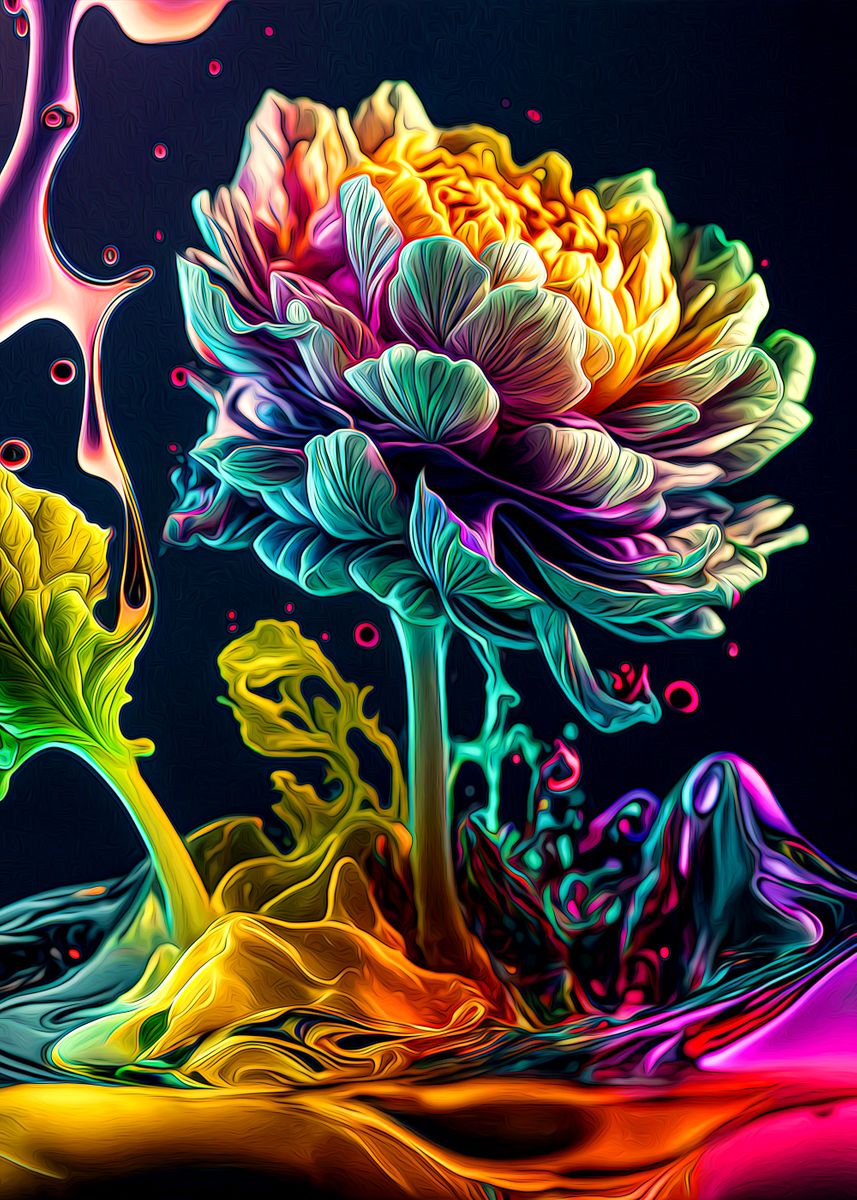 'Flower' Poster, picture, metal print, paint by Ties Rosi | Displate