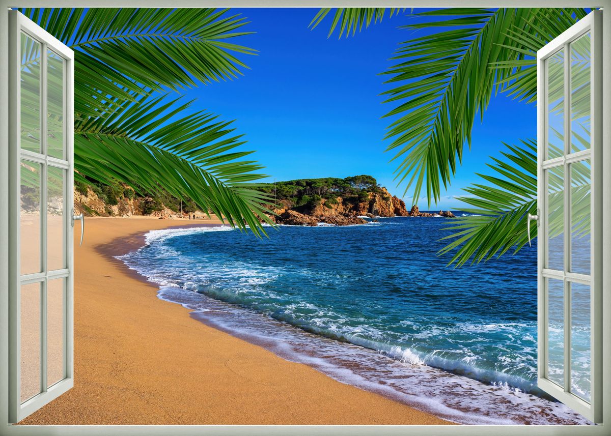 'Beach window view summer' Poster by Vicen | Displate