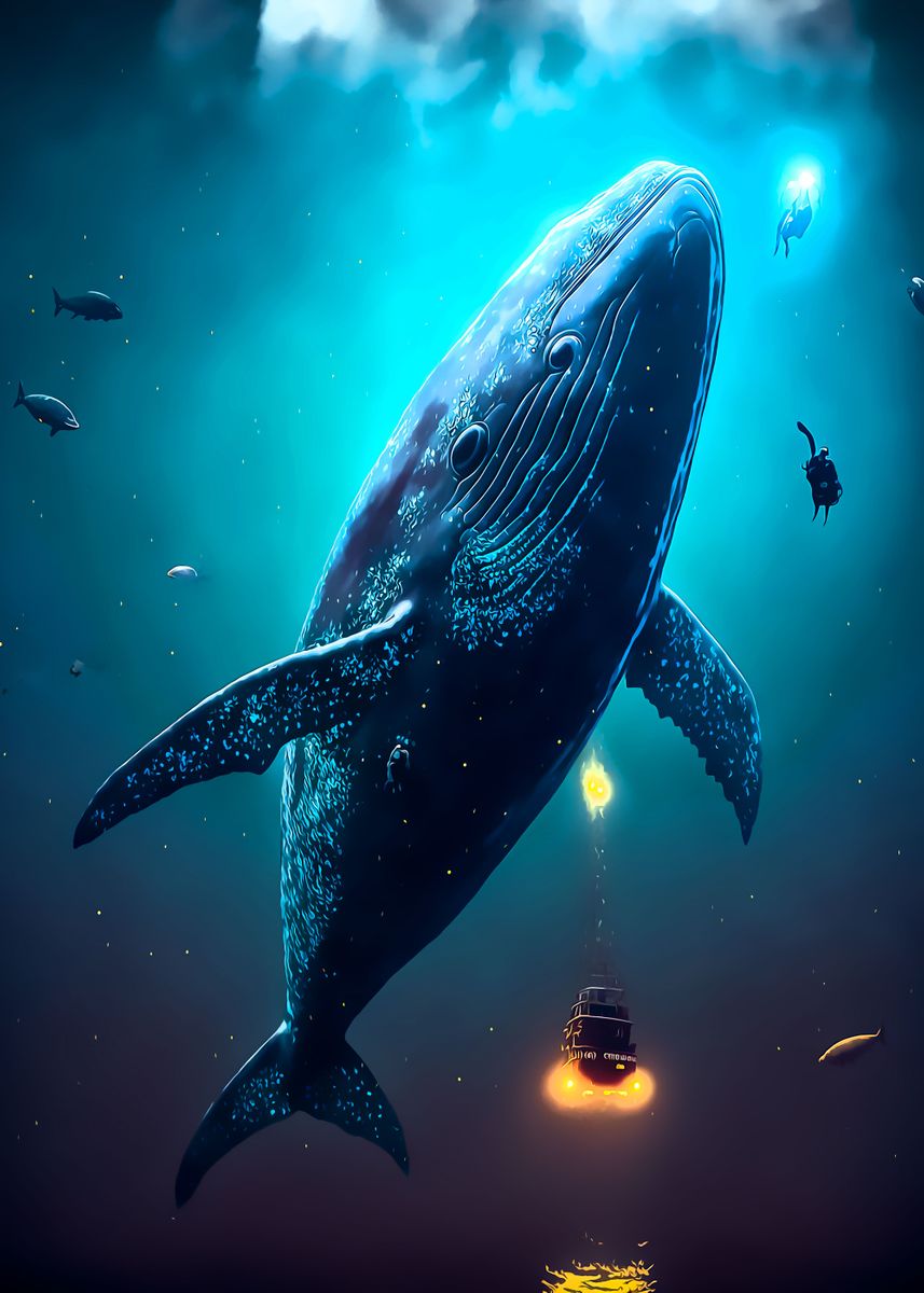 'Whale' Poster, picture, metal print, paint by Anie Nesta | Displate